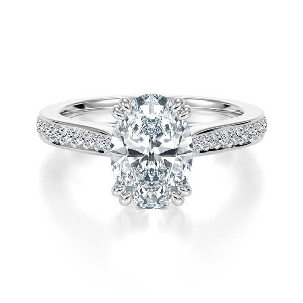 Oval Cut with Pave Set Shoulder Diamonds