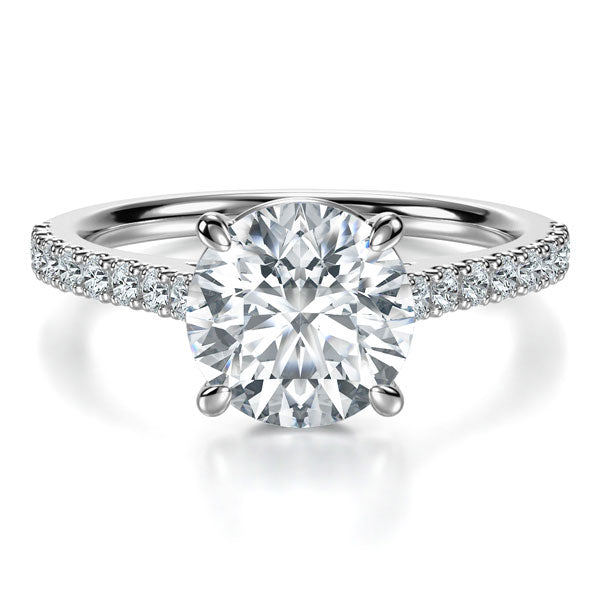 4 Claw Round Brilliant Cut with Shoulder Diamonds set in a Cathedral S