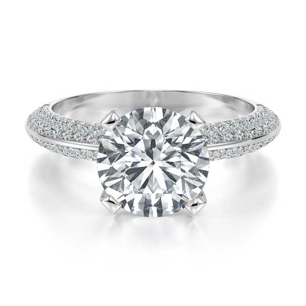 Round Brilliant Cut with Diamond laced in Setting and Shank
