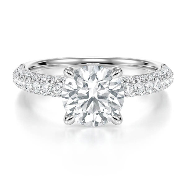4 Open Claw Round Brilliant Cut with Pave Set Shoulder Diamonds