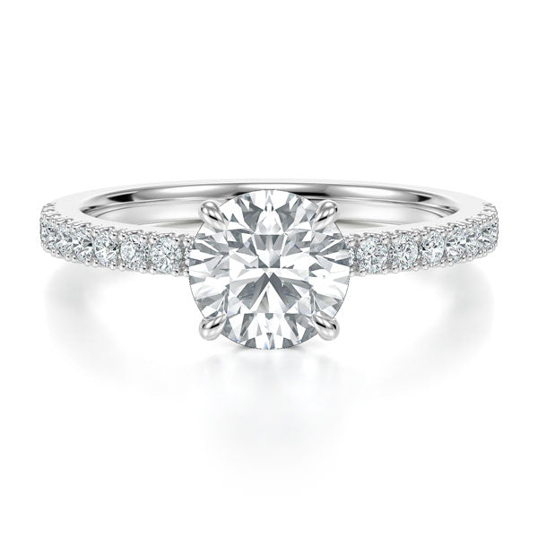 4 Claw Round Brilliant Cut with Raised Setting and Solid Shoulder Diam