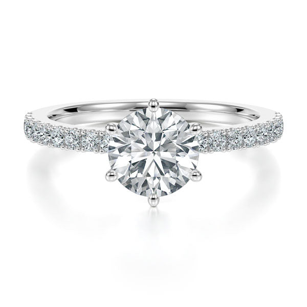 6 Claw Round Brilliant Cut with Raised Setting and Solid Shoulder Diam