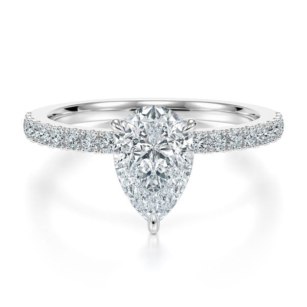 Pear Cut with Raised Setting and Solid Shoulder Diamond Band