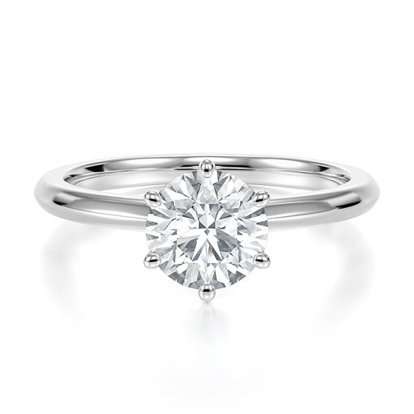 6 Claw Round Brilliant Cut Solitaire with Knife Edge Band